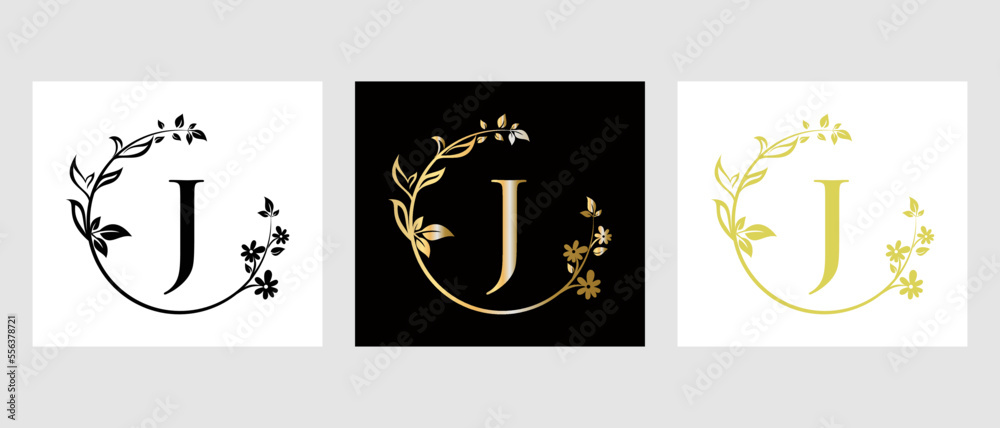 Letter J Beauty Logo for Decorative, Flower, Spa Template Stock Vector ...