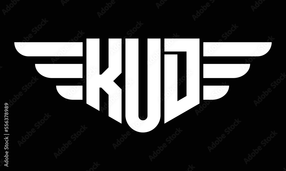 KUD three letter logo, creative wings shape logo design vector template ...