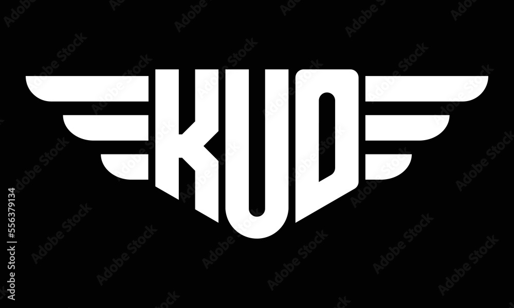 KUO three letter logo, creative wings shape logo design vector template ...