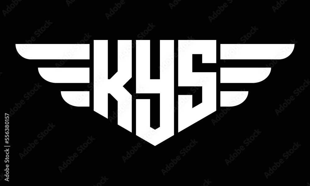 Kys Three Letter Logo Creative Wings Shape Logo Design Vector Template Letter Mark Wordmark