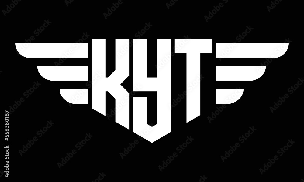 KYT three letter logo, creative wings shape logo design vector template. letter mark, wordmark ...