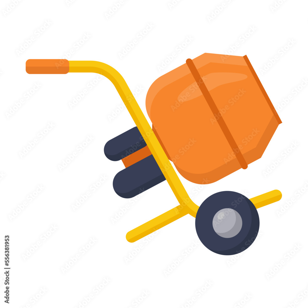 Mixing machine vector illustration. Cartoon drawings of auto concrete ...