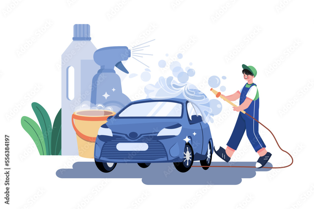 Car Wash Illustration concept on white background Stock Vector | Adobe ...