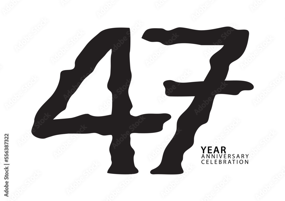 47 year anniversary celebration black color logotype vector, 47 number ...