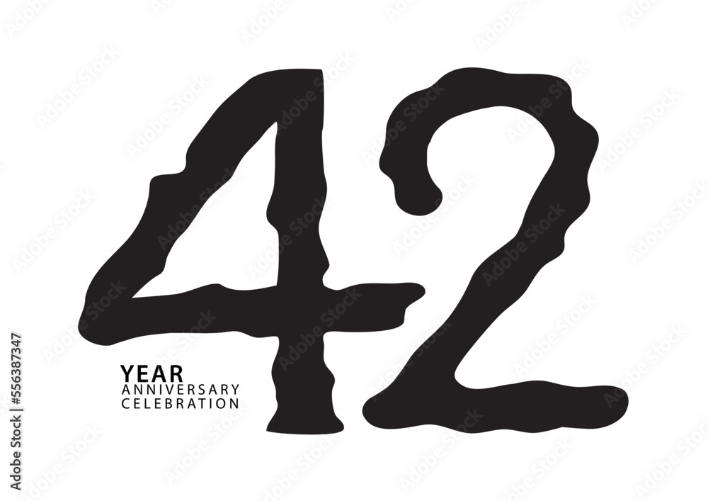 42 year anniversary celebration black color logotype vector, 42 number ...