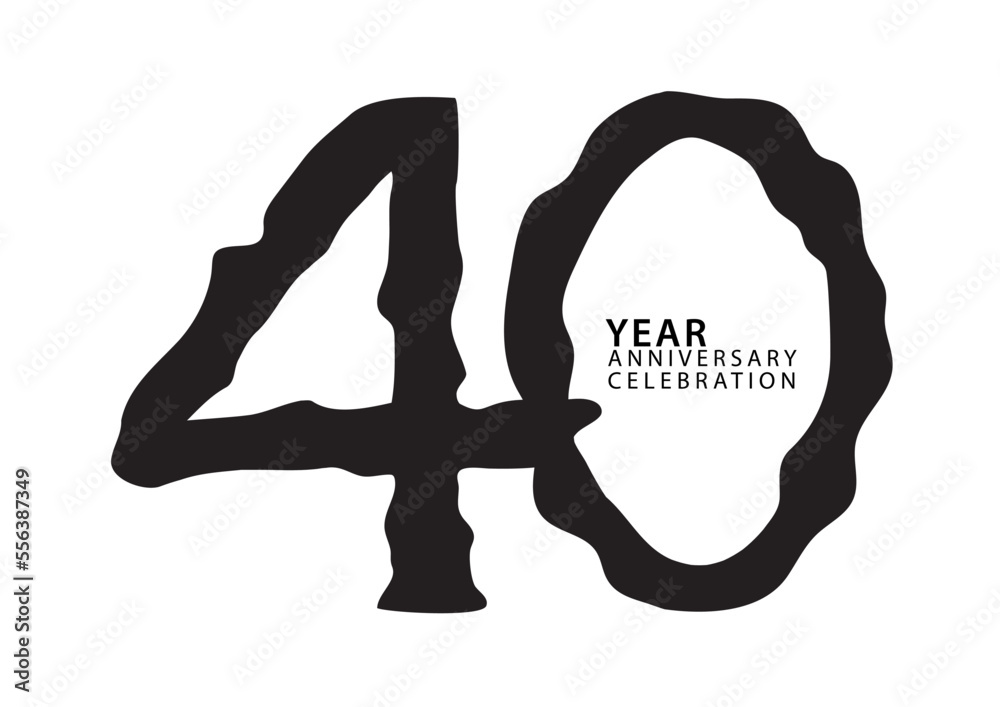 40 year anniversary celebration black color logotype vector, 40 number ...