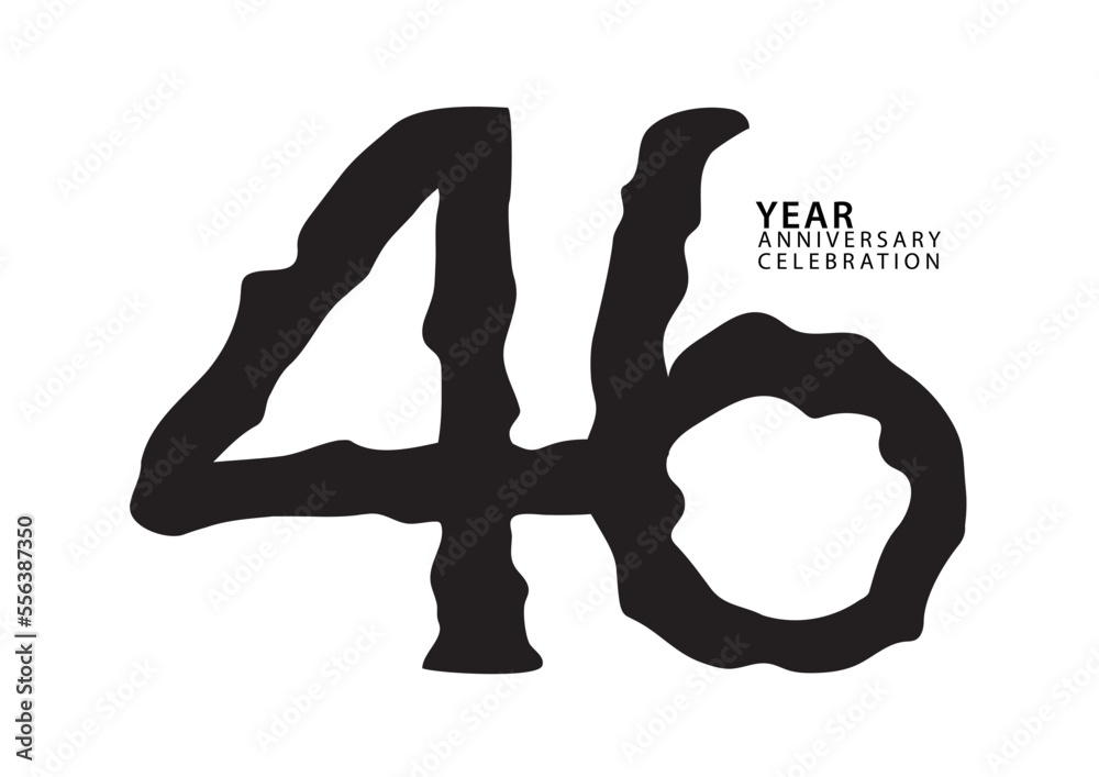 46 year anniversary celebration black color logotype vector, 46 number ...