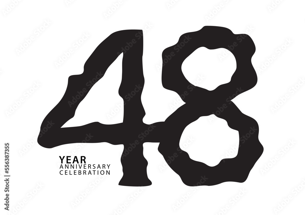 48 year anniversary celebration black color logotype vector, 48 number ...