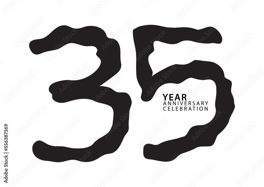 35 year anniversary celebration black color logotype vector, 35 number ...