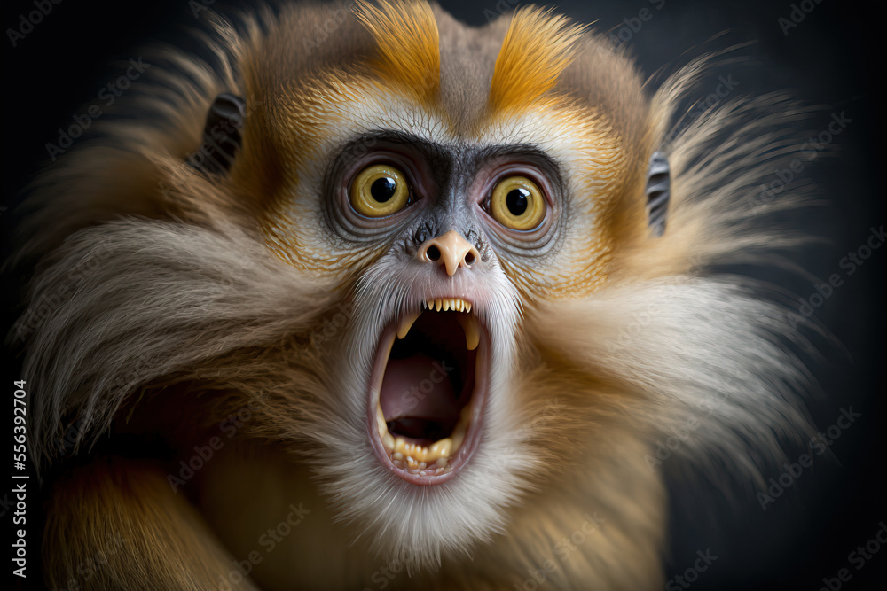 Monkey expresses emotions. Funny monkey with an open mouth. Comedy ...