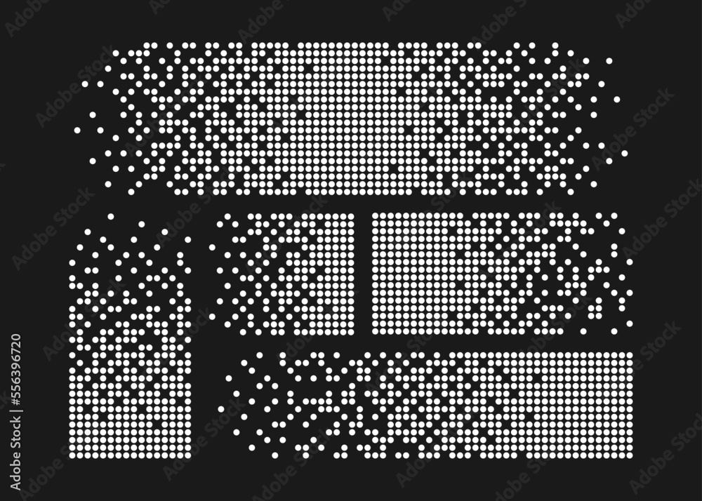 Pixel disintegration background. Halftone fragment. Dispersed dotted ...