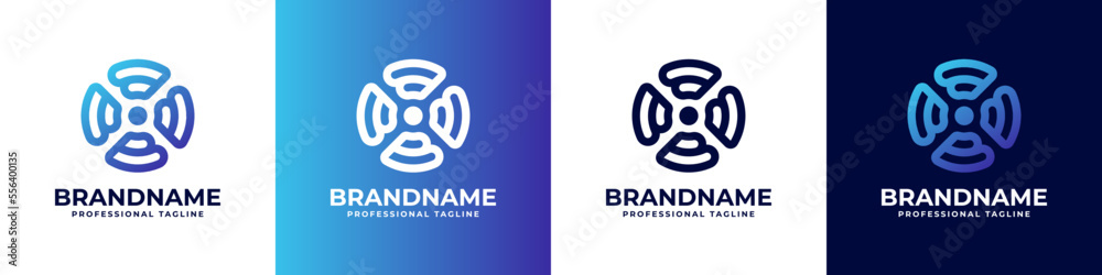 Multiple Letter B Technology Logo, Letter B Propeller Logo, Letter B ...