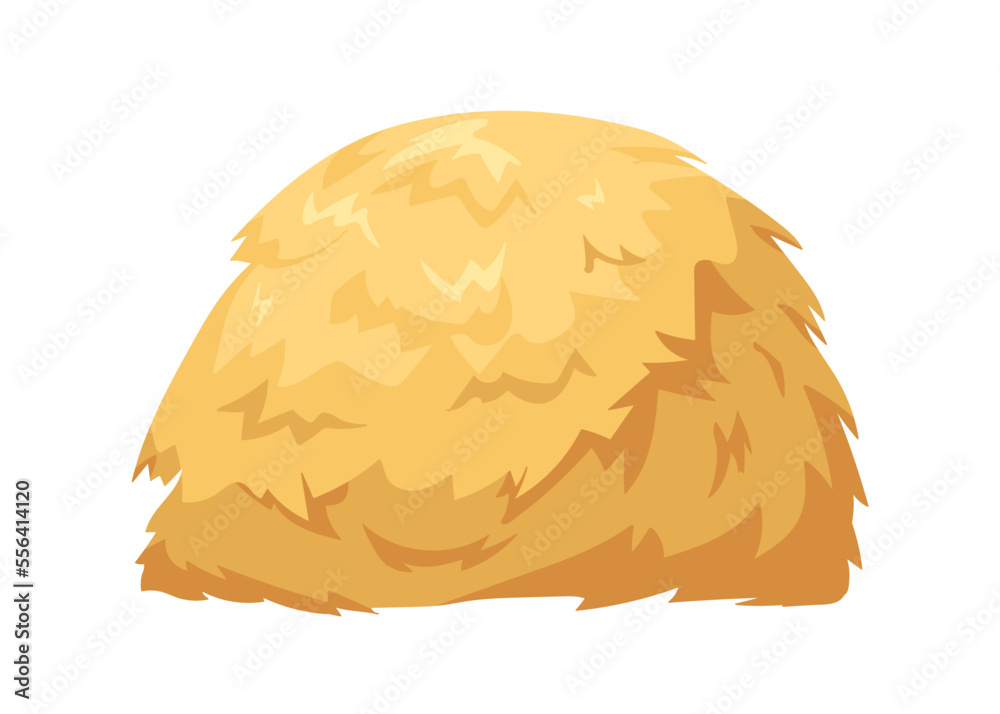 Haystack, hay bale. Dry gold straw hill, pile. Yellow forage, hayloft ...