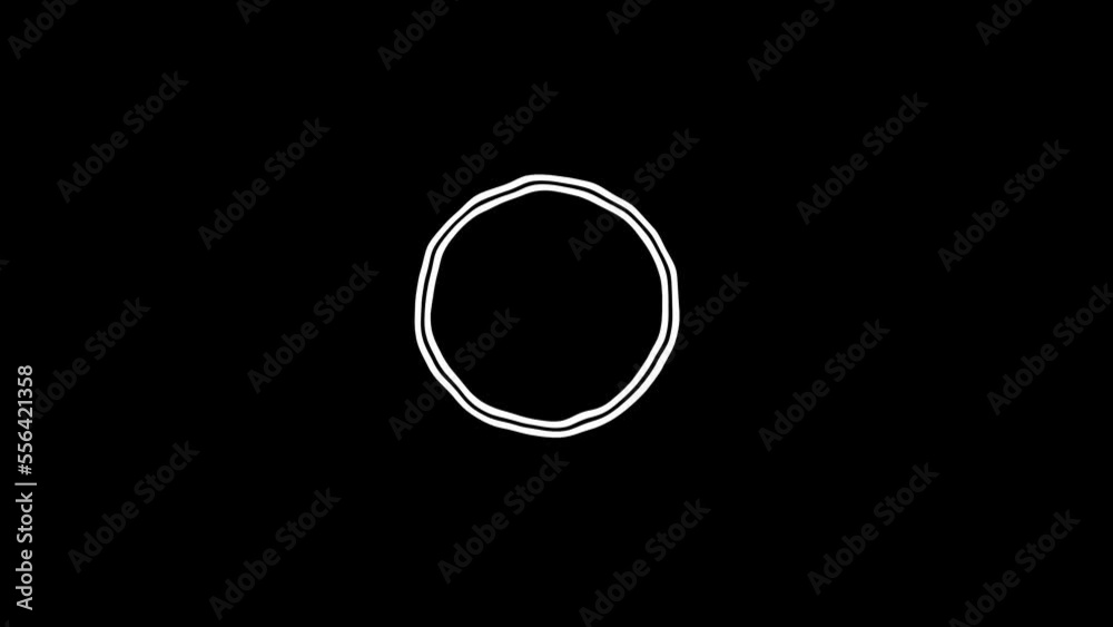 ring frame on black background, White Highlight Elements. Doodle loop ...