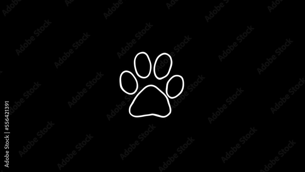 paw print icon. White Highlight Elements. Doodle loop animation. doodle ...