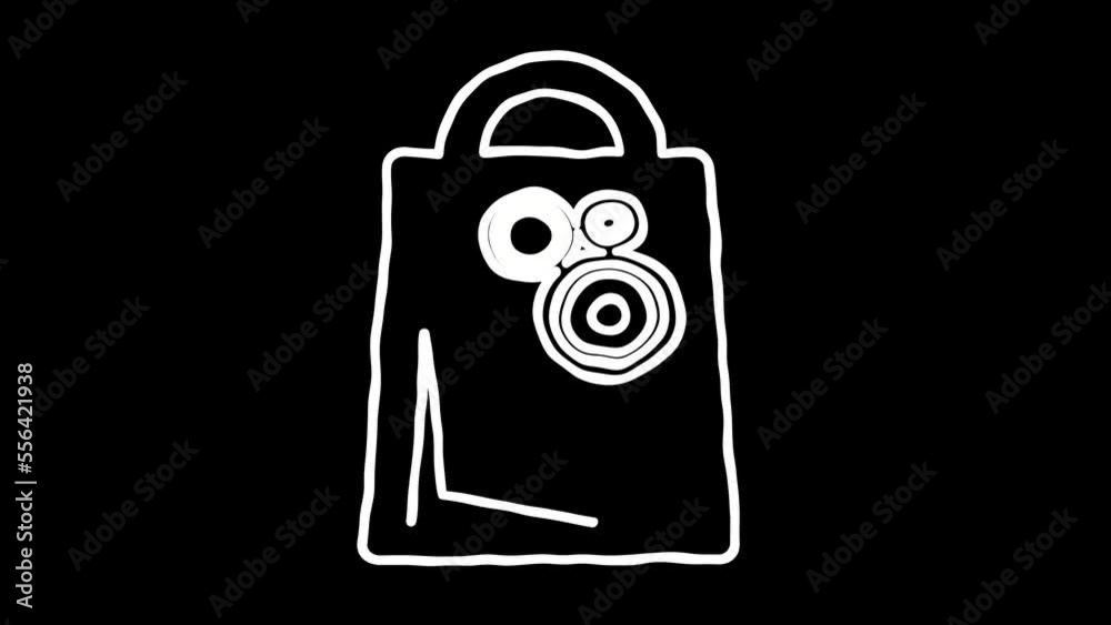 black bag with clipping path. White Highlight Elements. Doodle loop ...