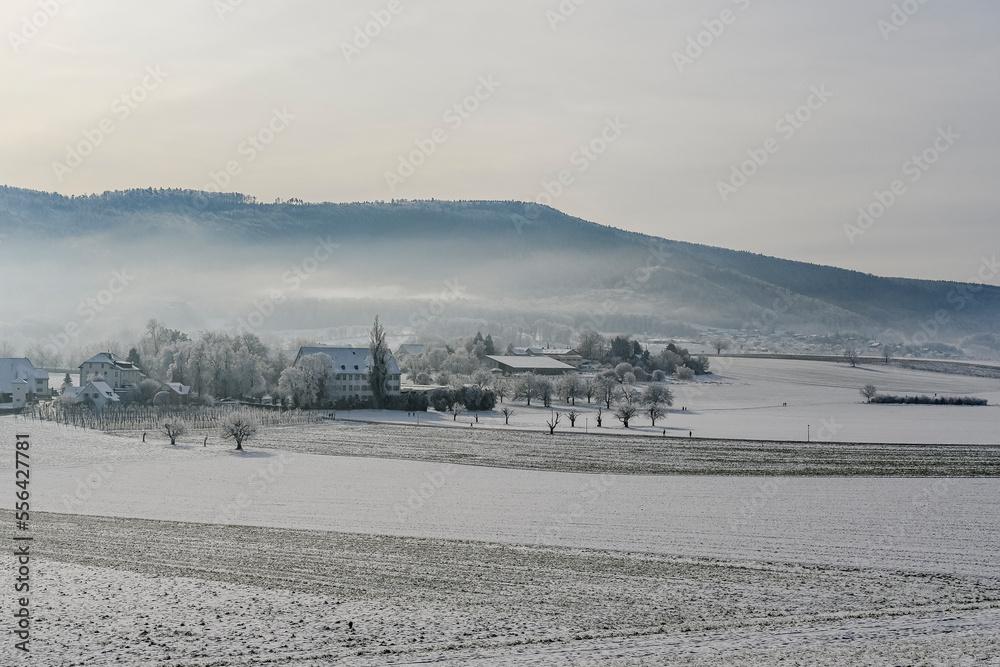 Metzerlen, Mariastein, Winterlandschaft, Winter, Dorf, Landwirtschaft ...