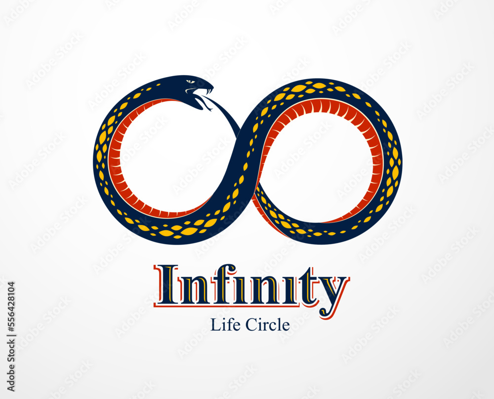 Ouroboros Snake in a shape of infinity symbol, endless cycle of life ...