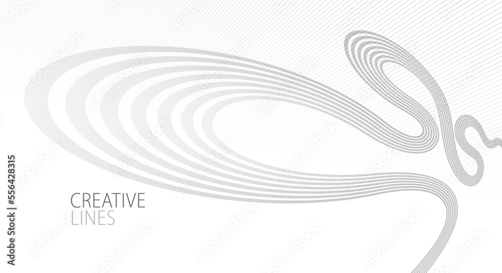 Lines in perspective vector abstract background in light grey and white ...
