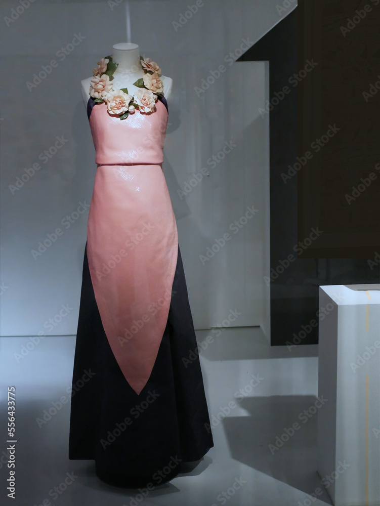 High fashion : Elsa Schiaparelli collection. Long dress in leather and ...