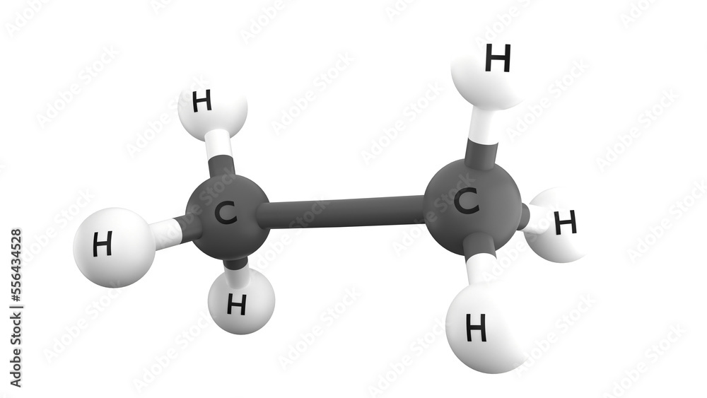 etano, 3d estructura molecular química, compuesto orgánico aislado ...