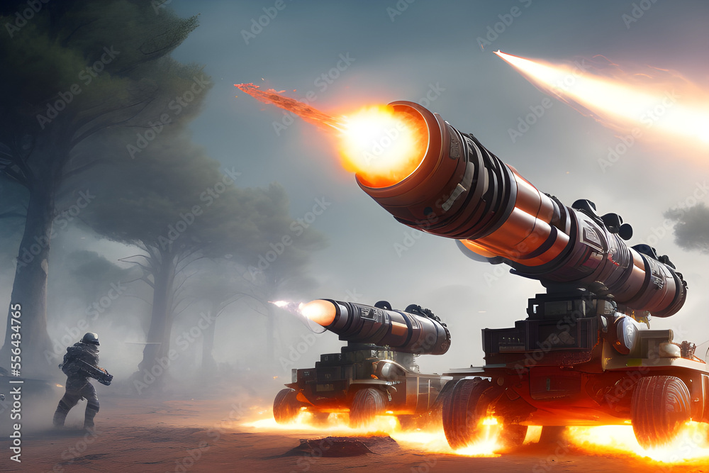Massive future rocket launcher in world war Stock Illustration | Adobe ...