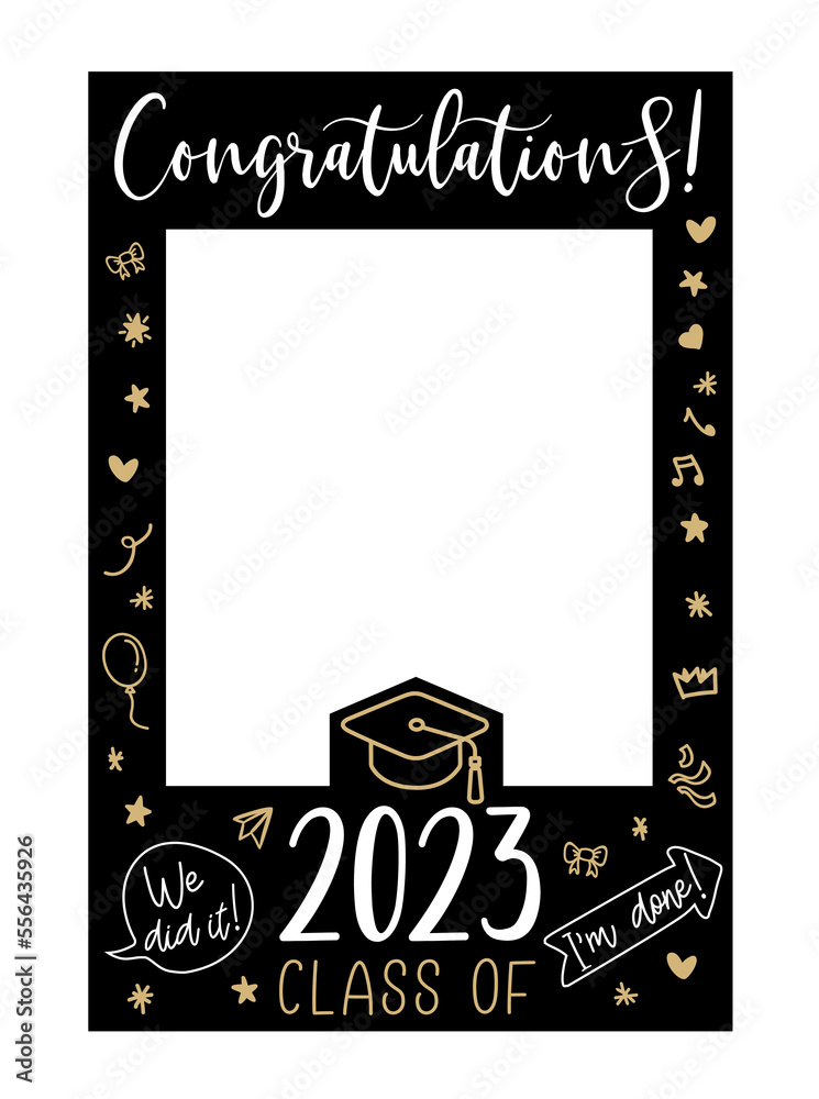 Graduate photo booth frame. Props with Class of 2023. Selfie frame. Kit ...