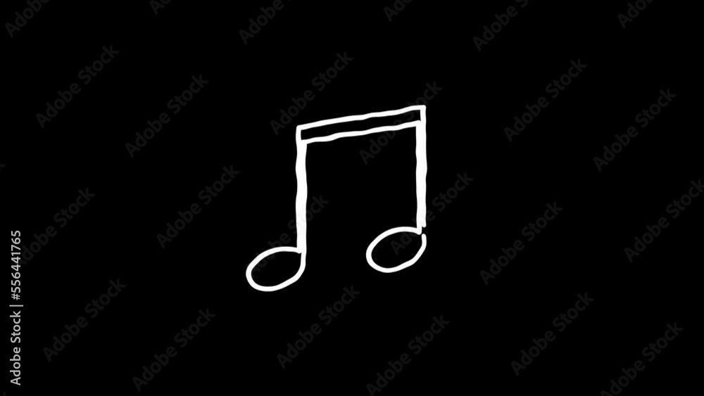 Music notes icon on black background. White Highlight Elements. Doodle ...