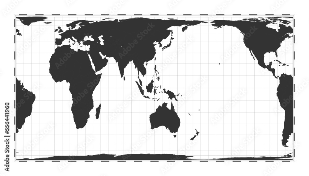 Vector world map. Cylindrical equal-area projection. Plain world ...