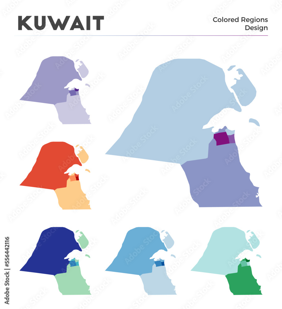 Kuwait map collection. Borders of Kuwait for your infographic. Colored ...