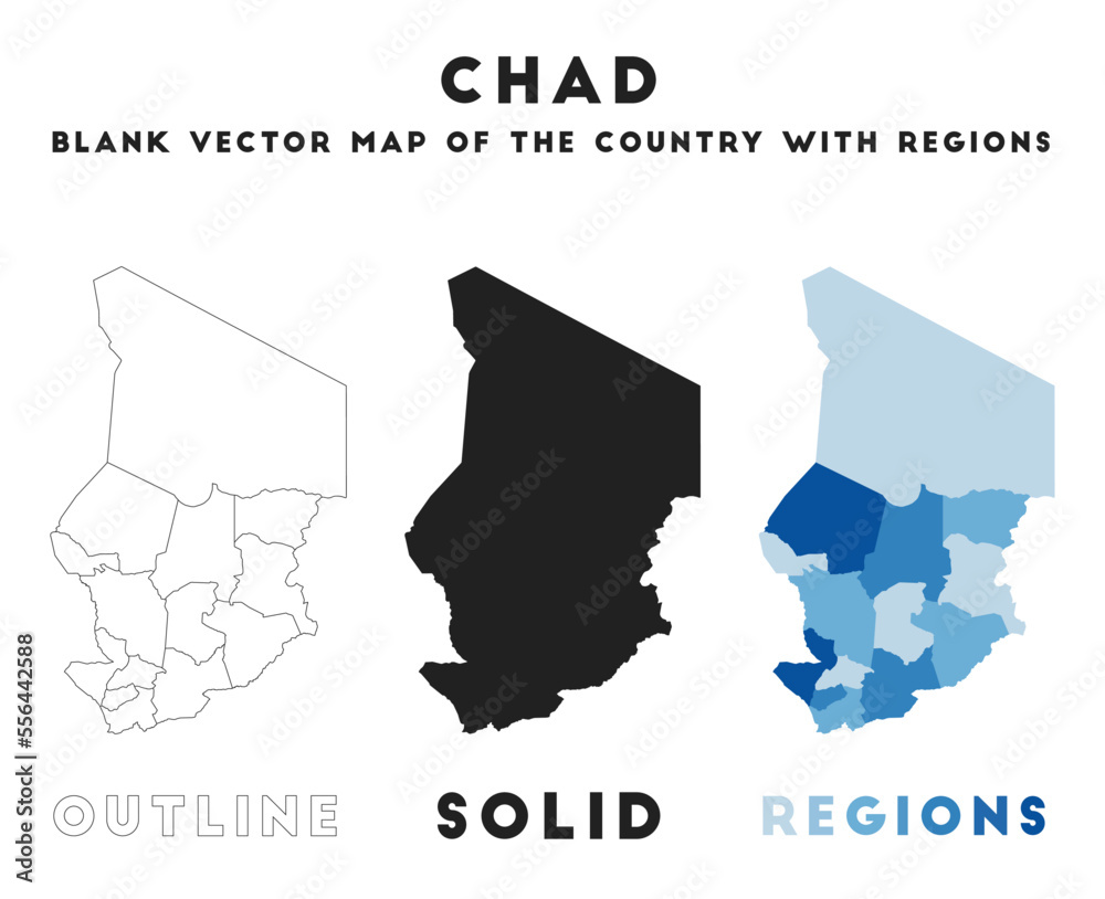 Chad map. Borders of Chad for your infographic. Vector country shape ...