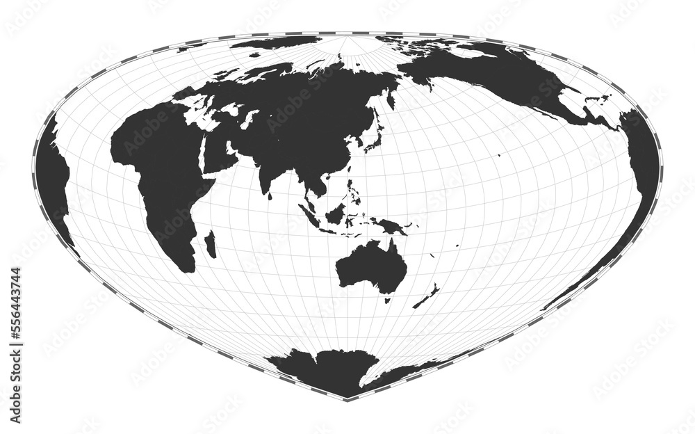 Vector world map. Bottomley projection. Plain world geographical map ...