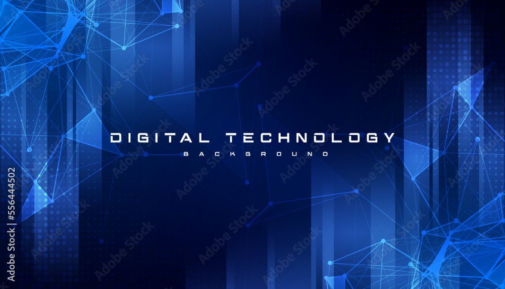 Abstract digital technology futuristic circuit polygon blue background ...