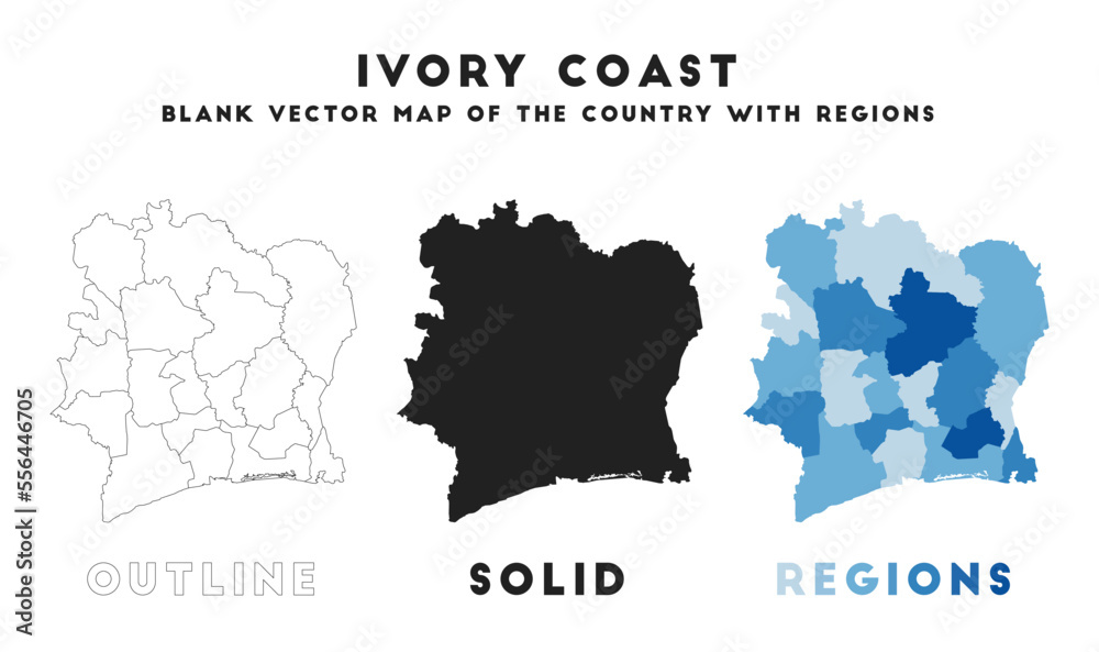 Ivory Coast map. Borders of Ivory Coast for your infographic. Vector ...