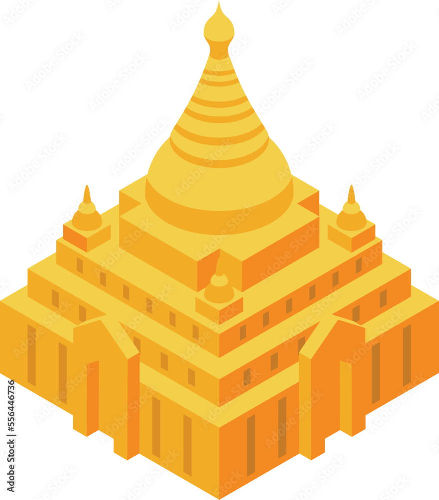 Myanmar temple icon isometric vector. Landmark culture. Asia tourism ...