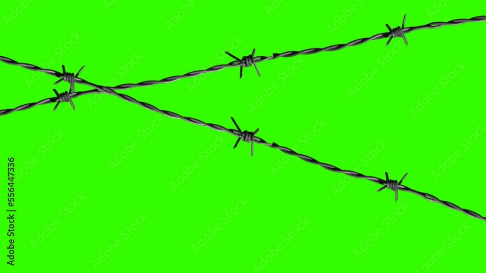 Barbed wire on Green screen. Illegal immigration concept, prison ...