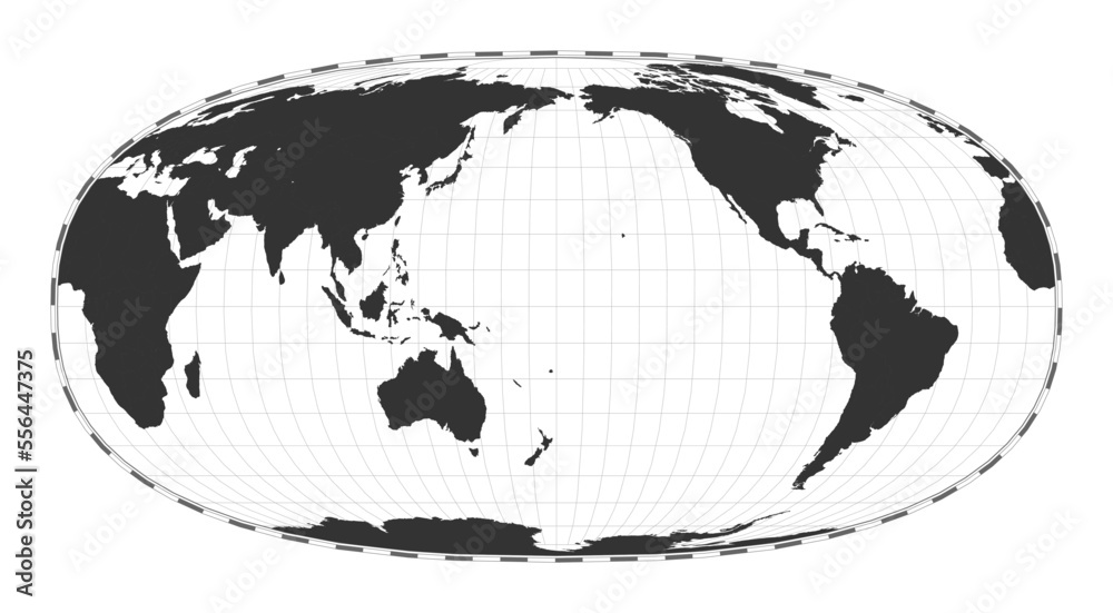 Vector world map. Waldo R. Tobler's hyperelliptical projection. Plain ...