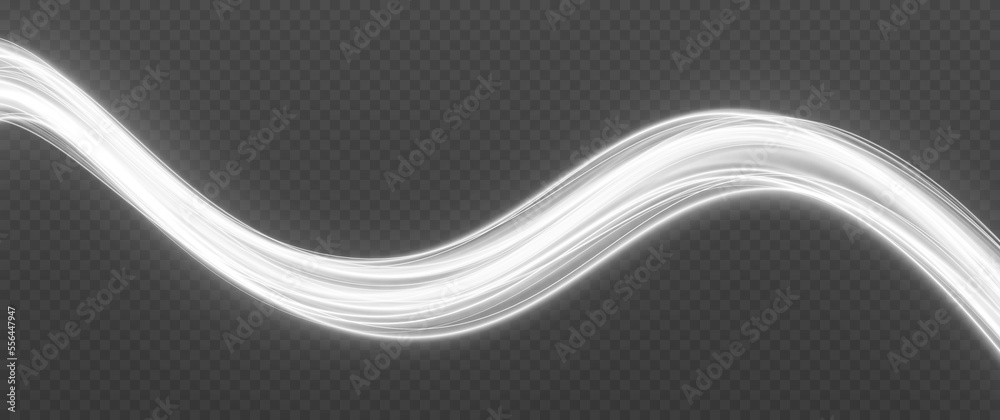 Shimmering white waves with light effect isolated on transparent ...
