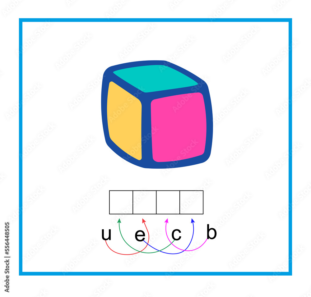 Puzzle game for children. Cartoon cube vector. Read the word. Vector ...
