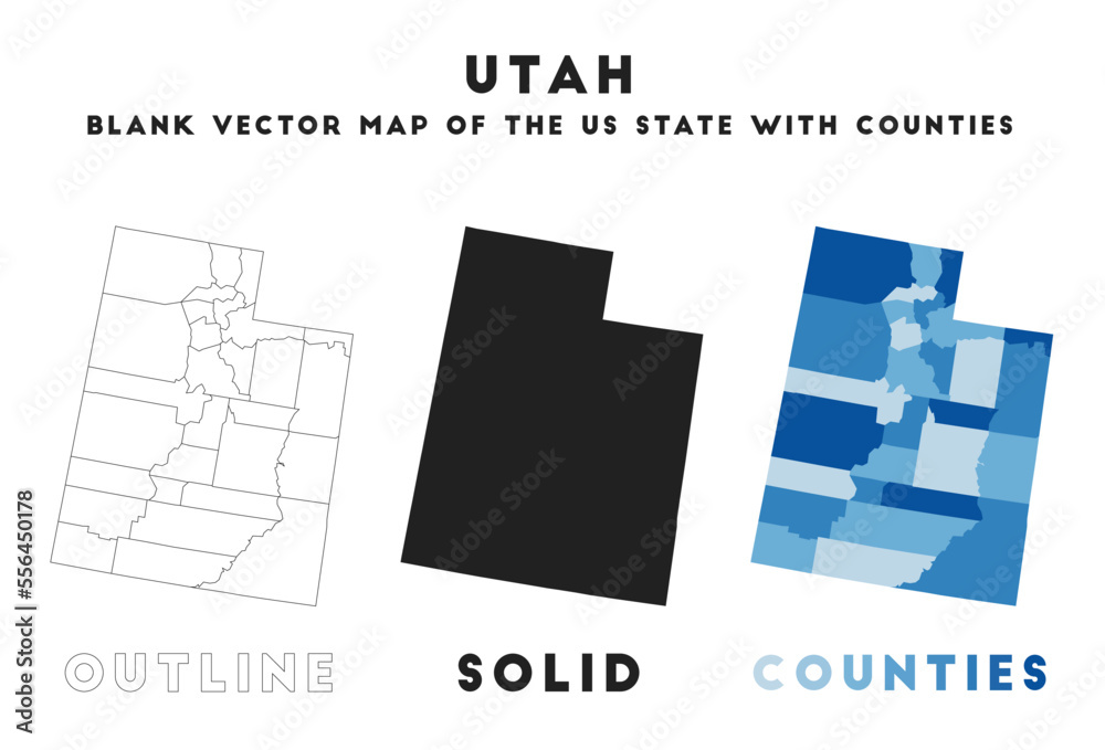 Utah map. Borders of Utah for your infographic. Vector us state shape ...