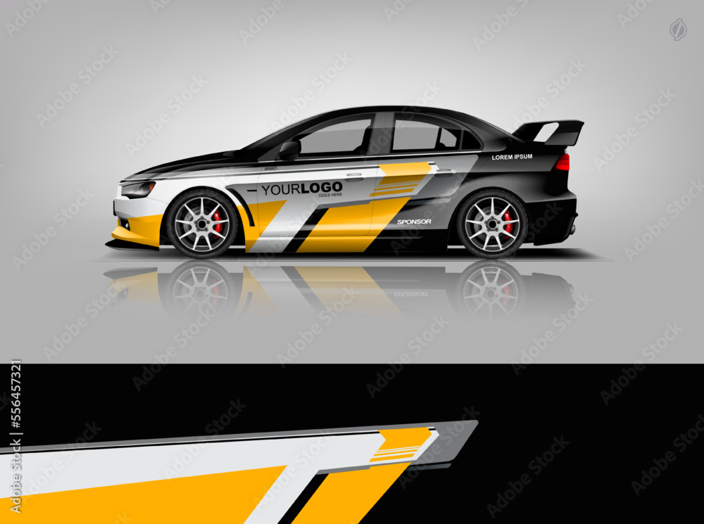 Car decal design vector. Graphic abstract stripe racing background kit ...