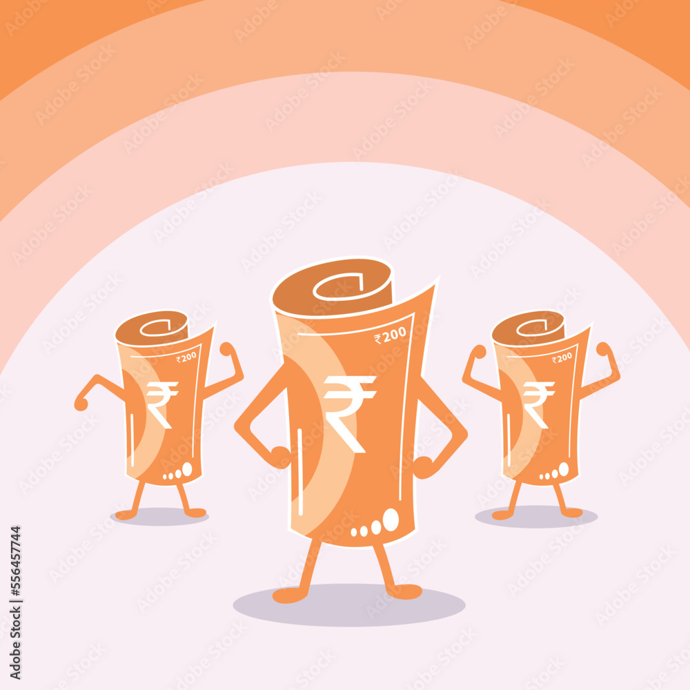 Indian rupee character. Indian Rupee Vector Illustration. Rolled Indian ...