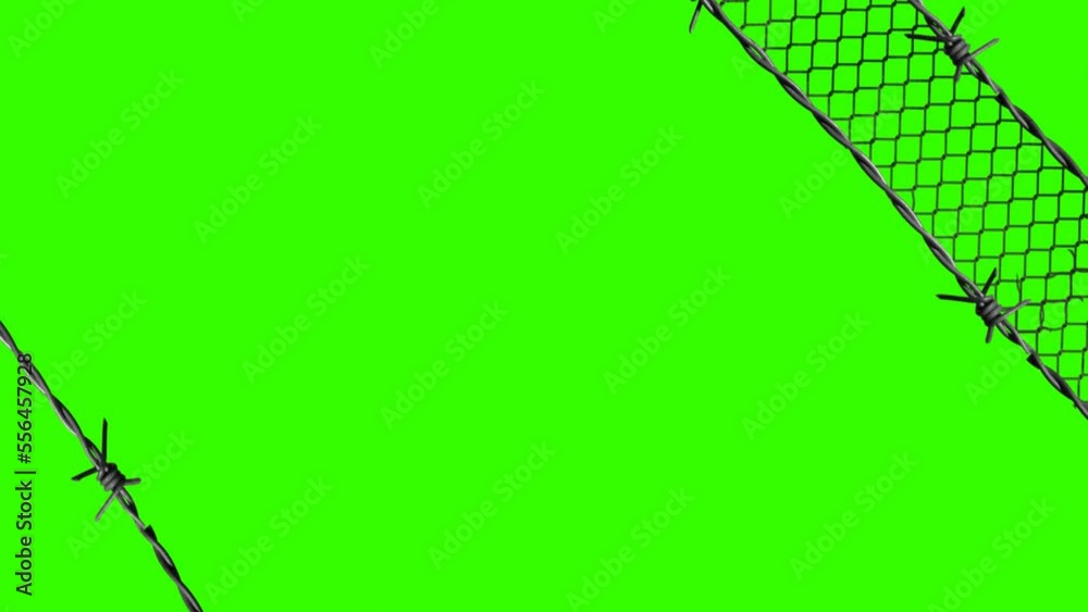 Barbed wire on Green screen. Illegal immigration concept, prison ...