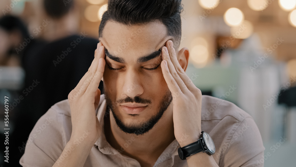 Portrait close up sad upset sick unhappy man unhealthy guy businessman ...