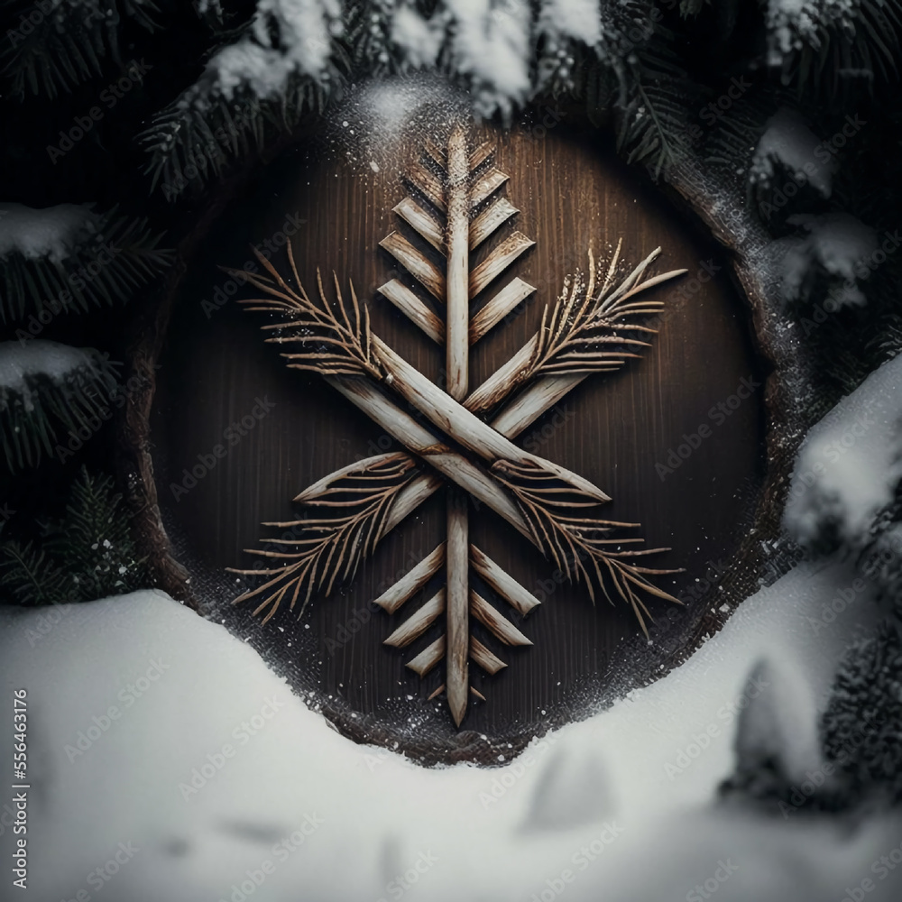 Simple Nordic pagan emblem. Yule symbol. Scandinavian symbol cut out of ...