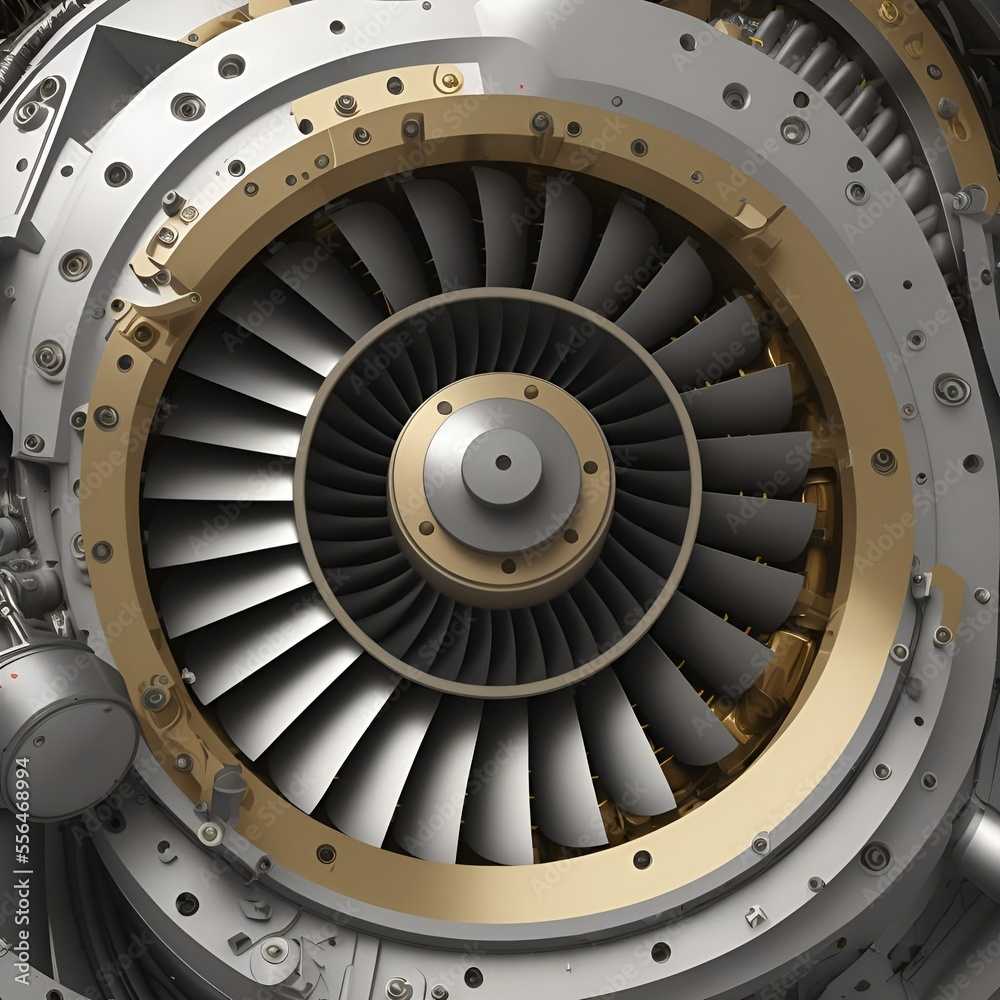 beautiful aircraft engine, with propeller and turbine, fantasy ...