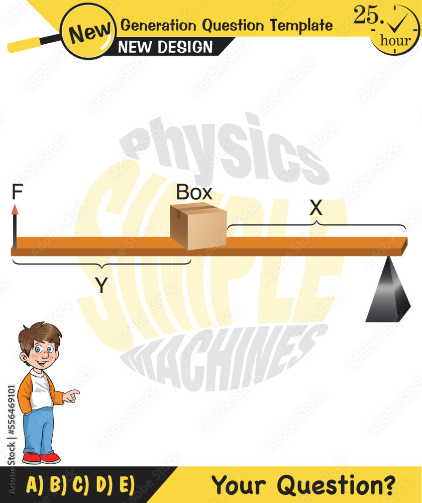 Physics, Lever examples vector illustration, simple machines, next ...
