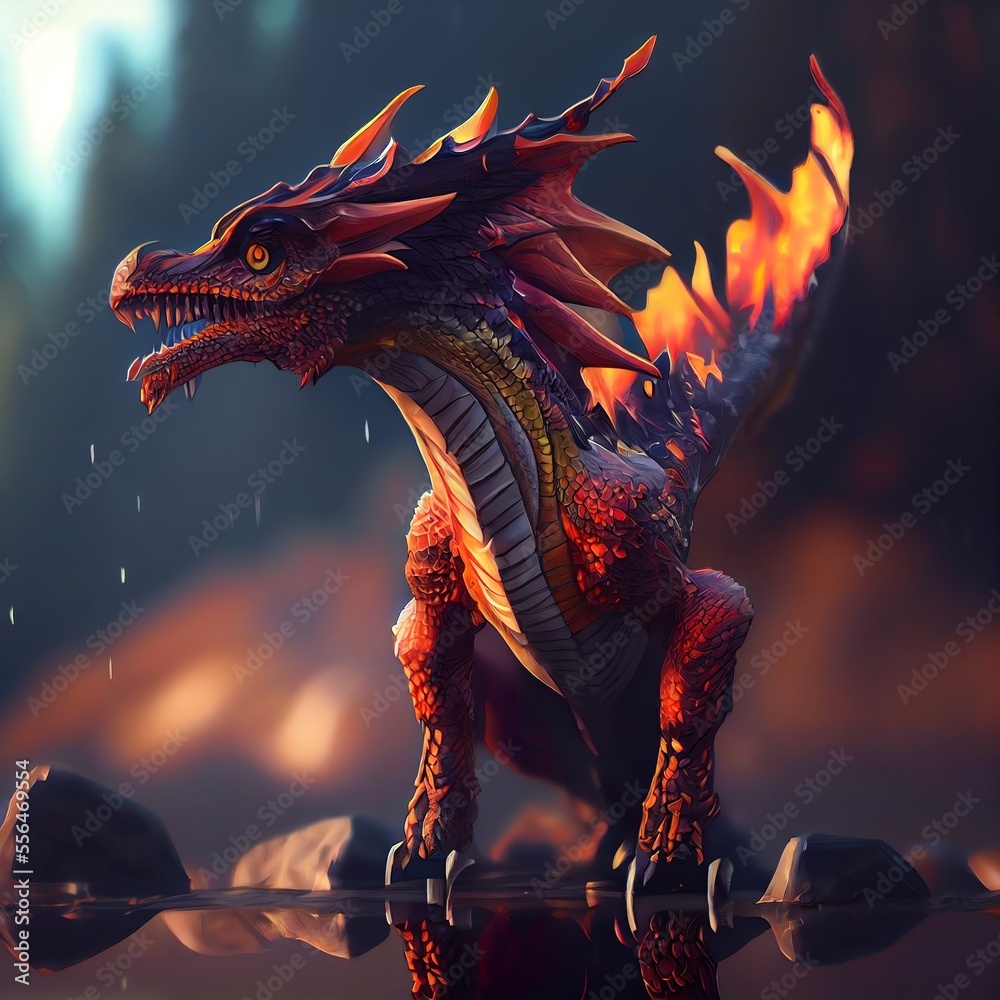 Fantasy Dragon head lizard concept art. Generative AI Stock ...