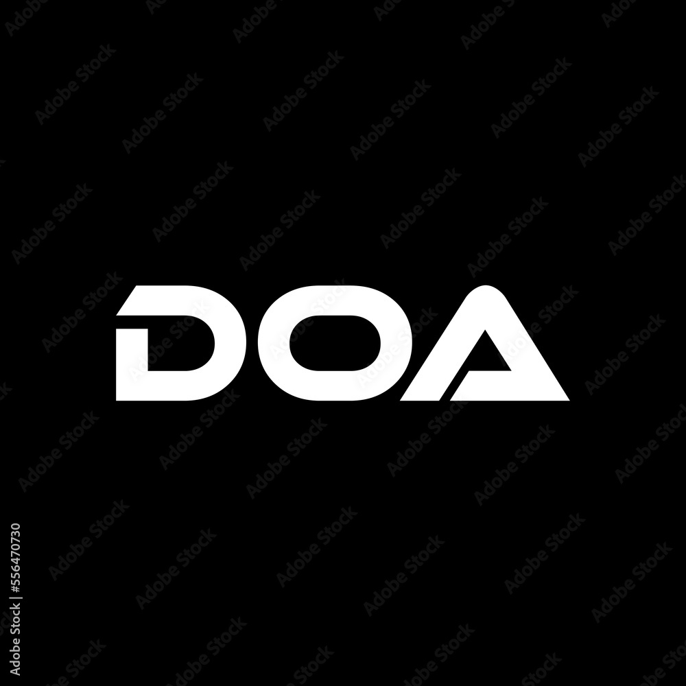 DOA letter logo design with black background in illustrator, vector ...