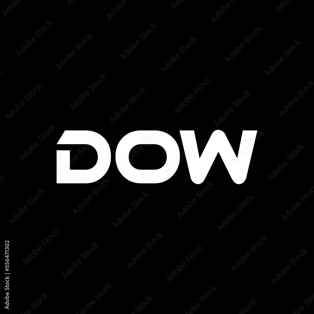 DOW letter logo design with black background in illustrator, vector ...